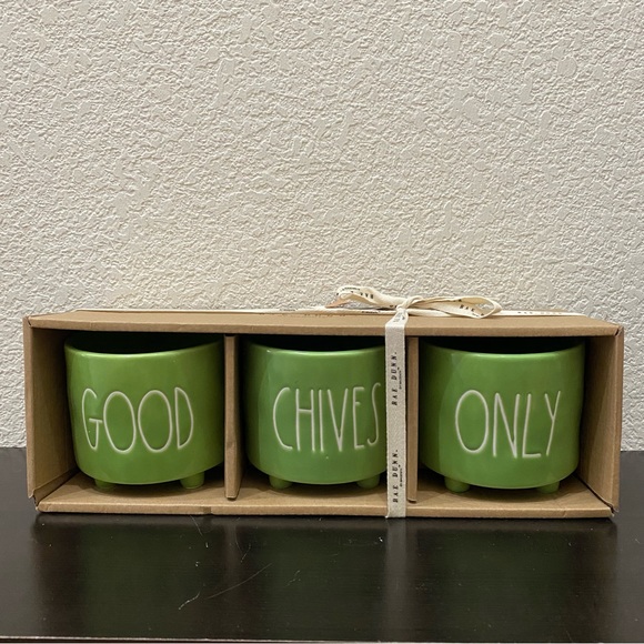 Rae Dunn | Accents | Rae Dunn Good Chives Only Green Ceramic 3pc Herb ...